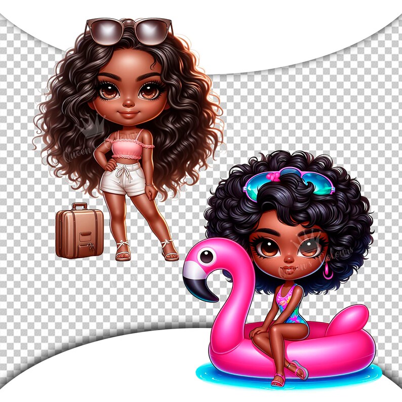 Summer Chibi Clipart, Summer Chibi Girls, Beach Chibi Doll, Summer ...