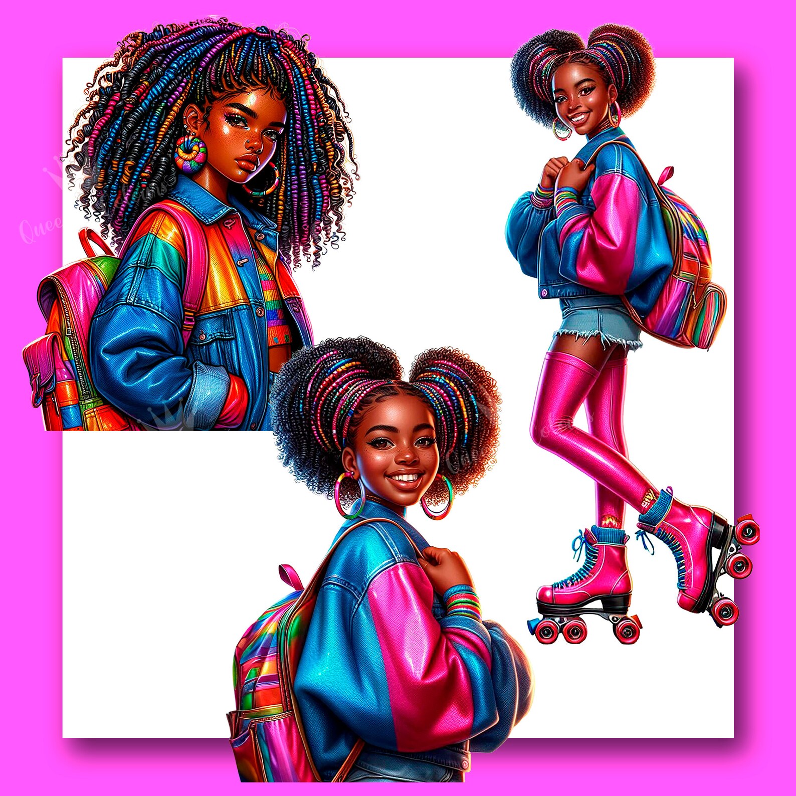 School Teenager Girl Clipart, Afro Teenager Clipart, Highschool Girl ...