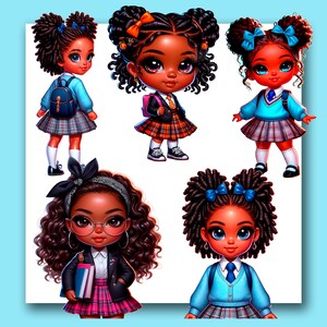 School Chibi Clipart, Afro School Chibi Doll, Cute School Girl, School ...