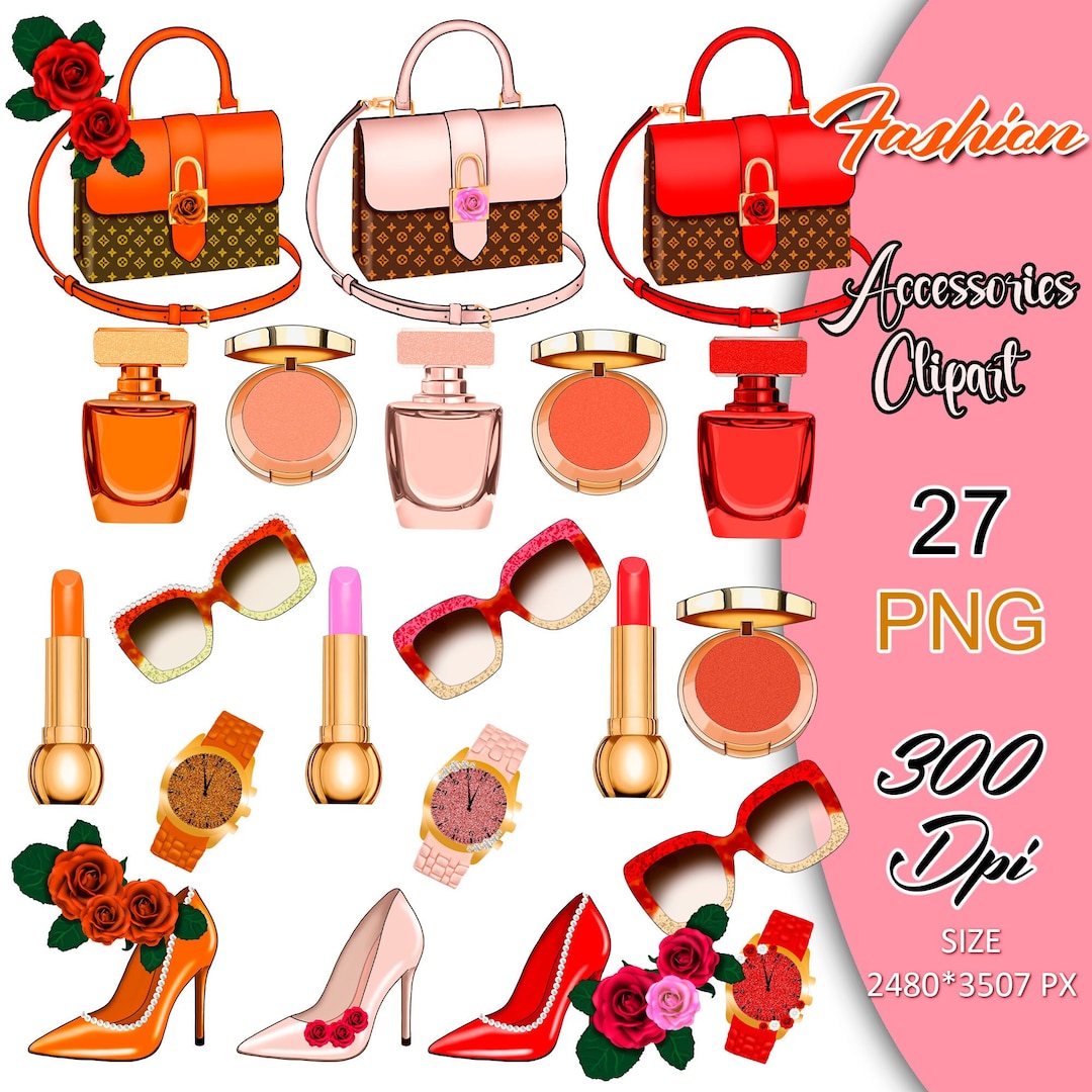 Fashion Set Clipart, Fashion Elements, Fashion Accessories Clipart, Bag ...