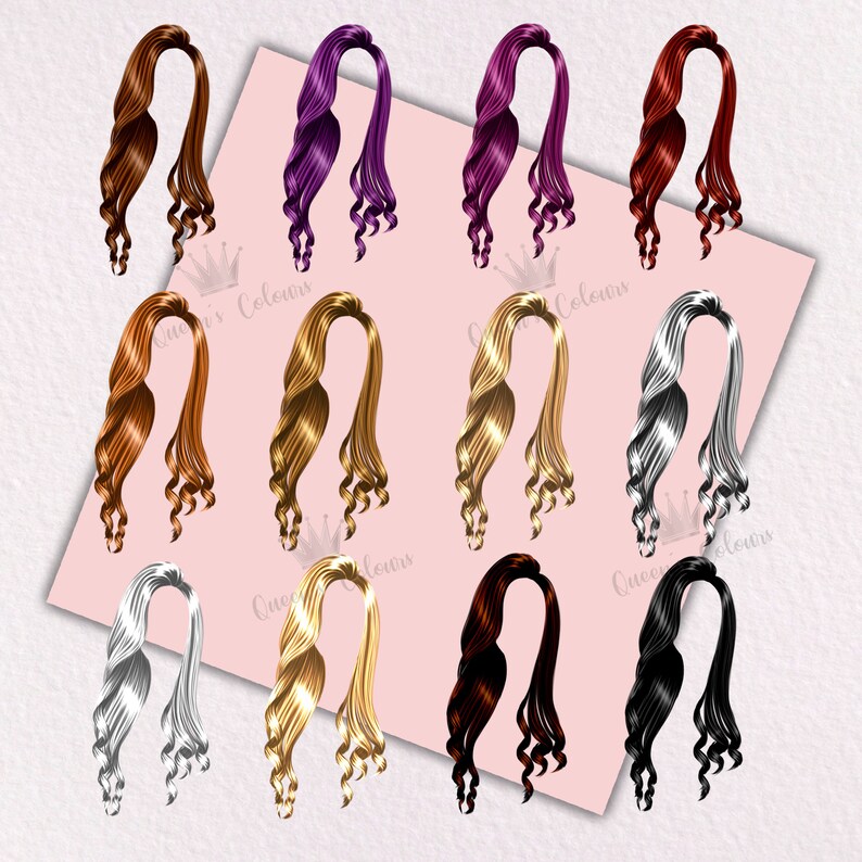 Hair Set Clipart, Hairstyles Front Clipart, Hairstyles PNG, Custom ...