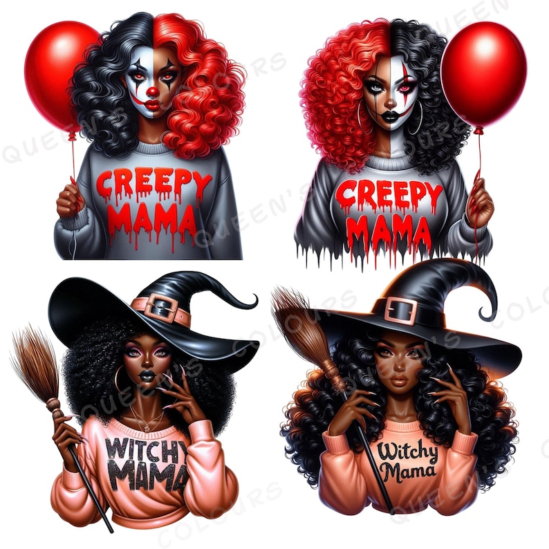Halloween Horror Mama Png Clipart, Spooky Afro Mom Png, Halloween ...
