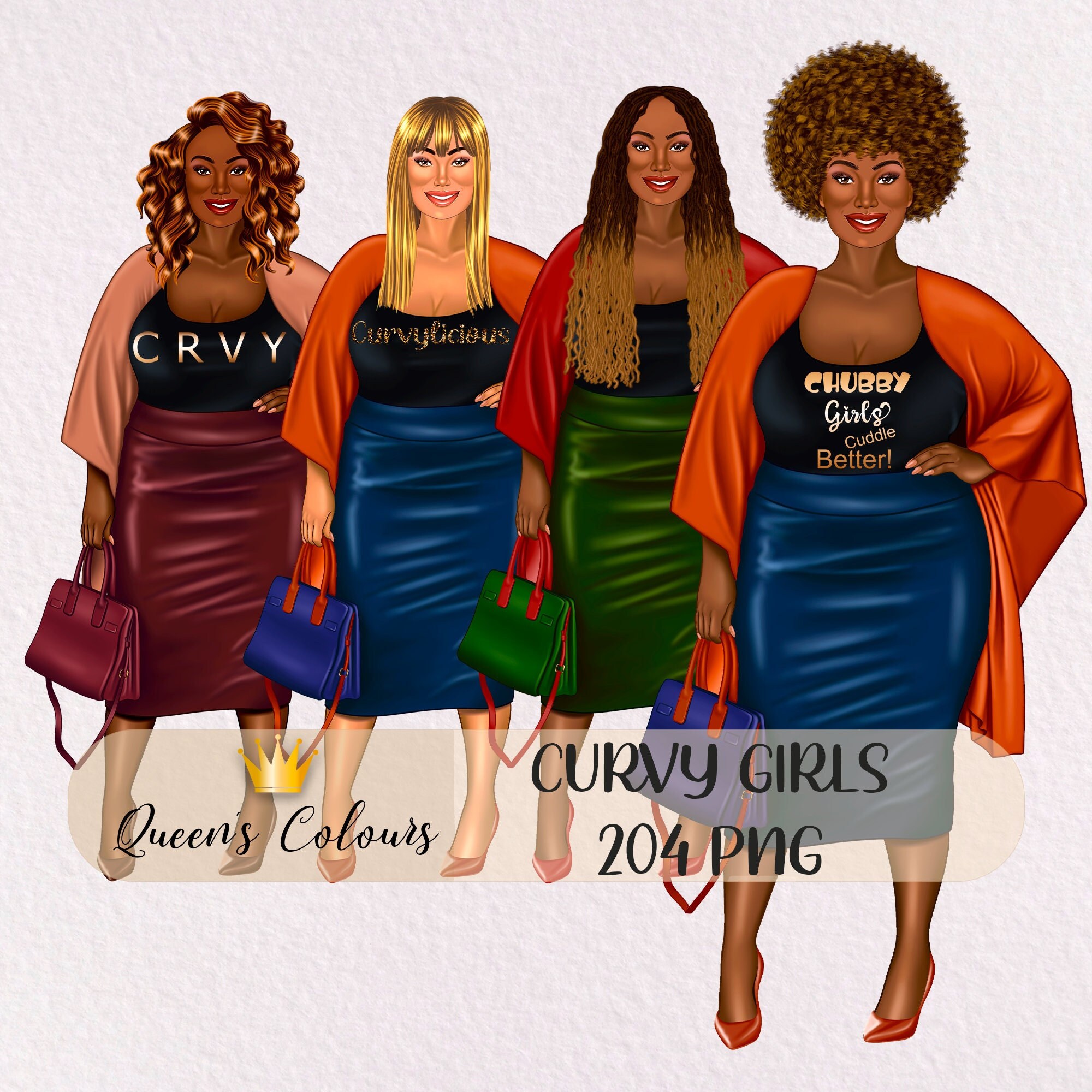 Plus Size Women Clipart Curvy Girls Black Girl Planner Curvy Women Clip ...