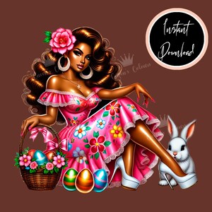 Easter Latina Clipart, Chicana Easter Png, Hispanic Easter Girl, Happy ...