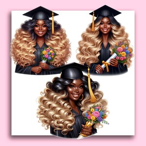 Graduation Afro Girl Clipart, 20 Png Graduate Girls, College Senior ...