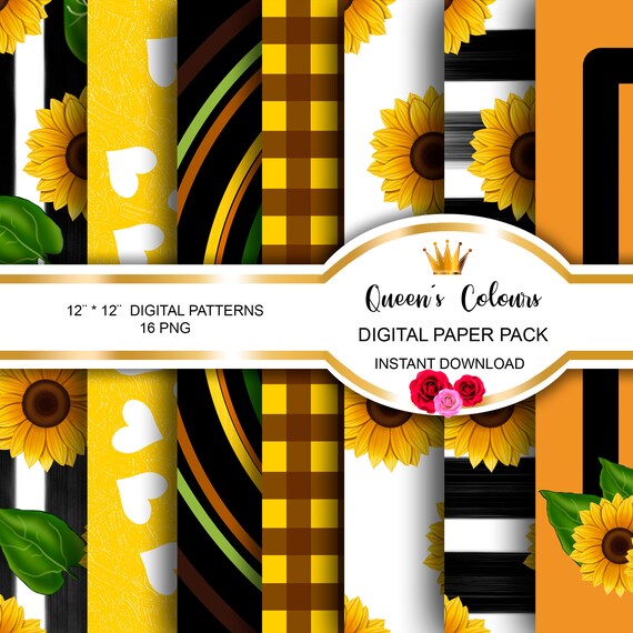 Sunflower Paper Pack Sunflower Digital Backgrounds Sunflower - Etsy