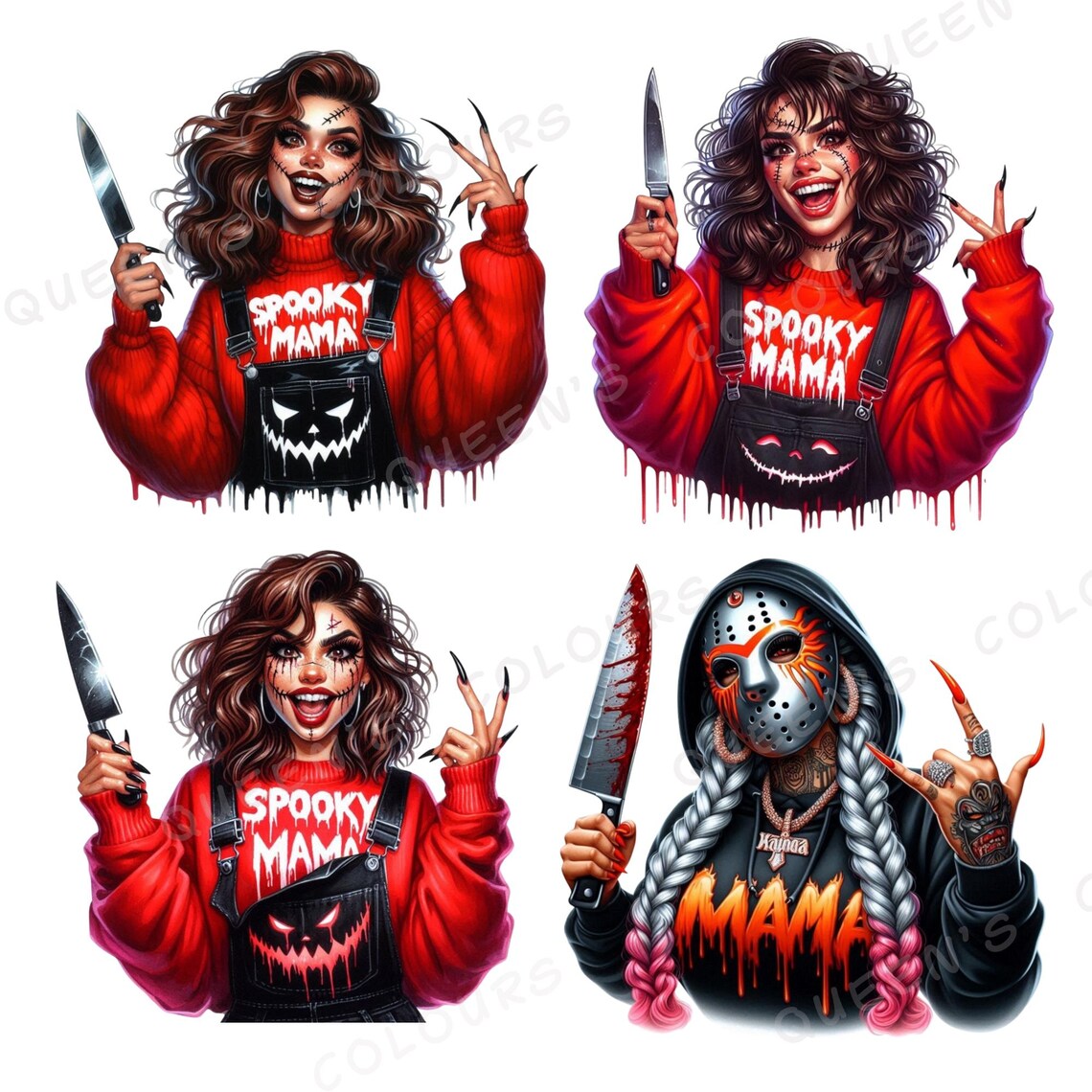 Halloween Horror Mom Png Clipart, Spooky Mama Png, Halloween Killer ...