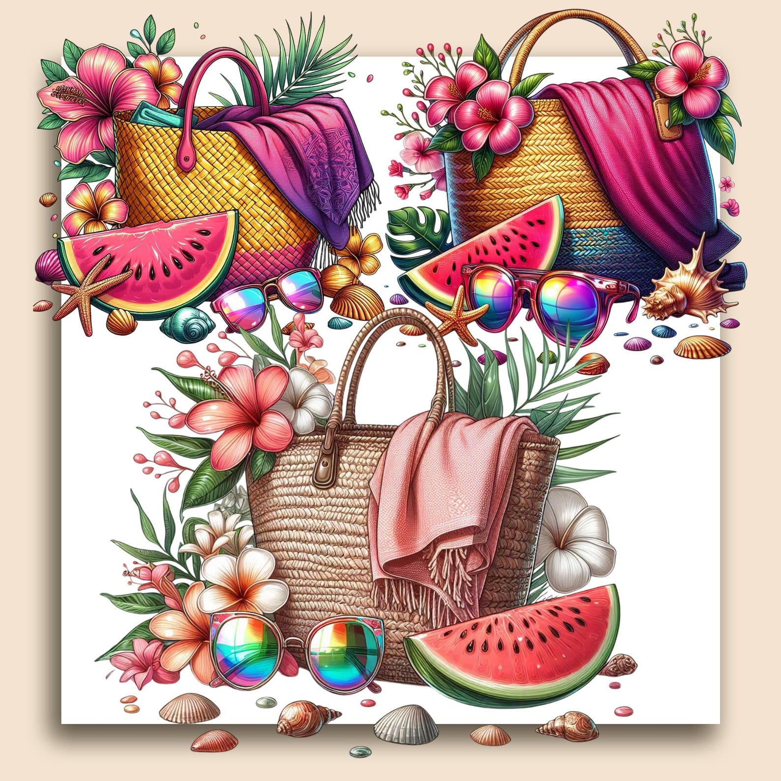 Sunmer Beach Bag Clipart, Beach Bags Png, Beach Graphics Png, Summer ...
