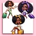 Travel Chibi Black Doll Bundle Clipart, Afro Chibi Summer Trip, Travel ...