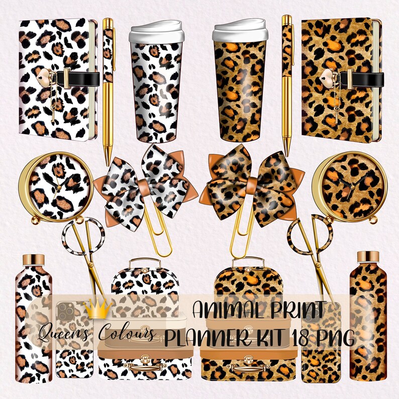 Animal Print Planner Set Clipart, Planner Decorations Clipart ...