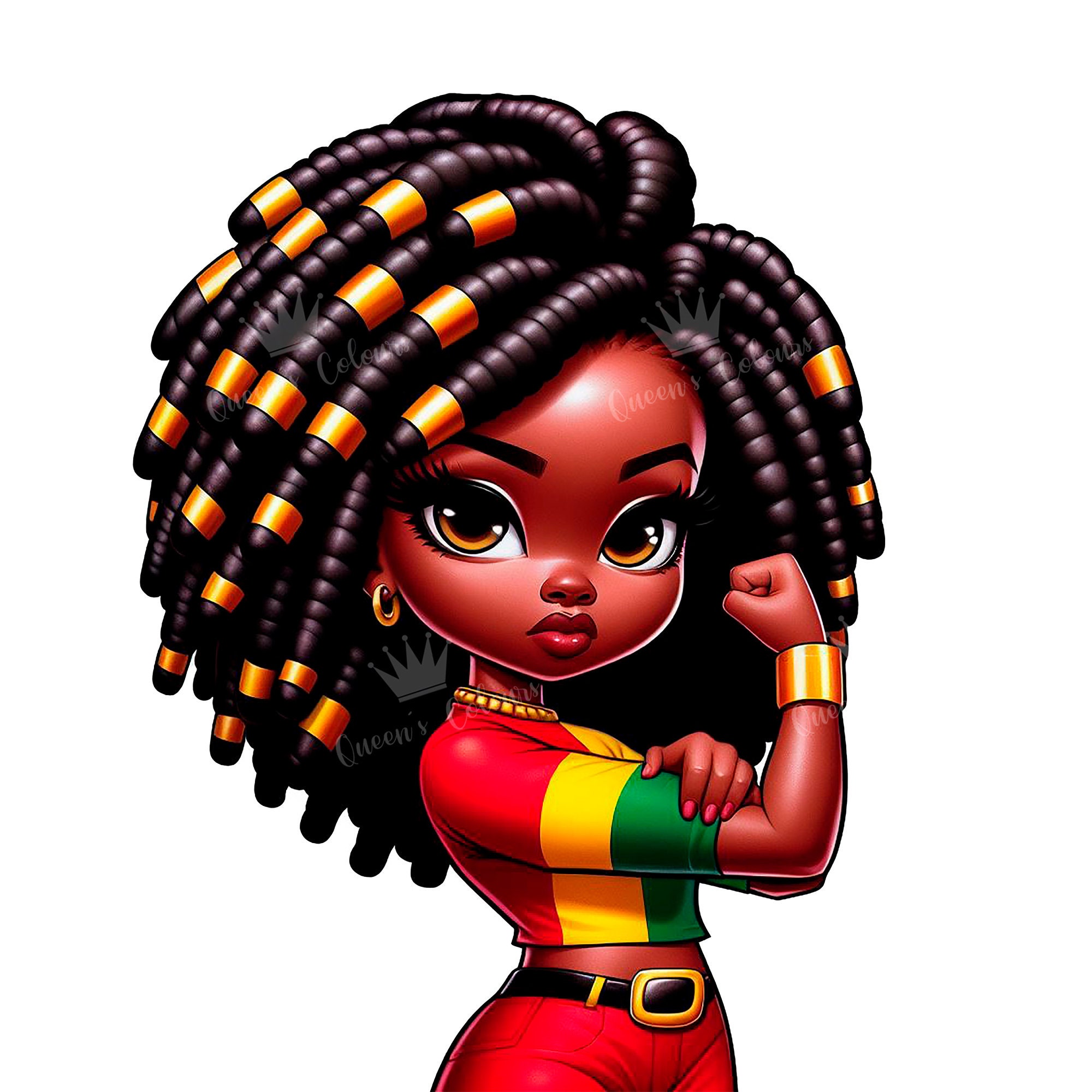 Chibi Black History Month Clipart, Afro Chibi Doll Clipart, Black ...