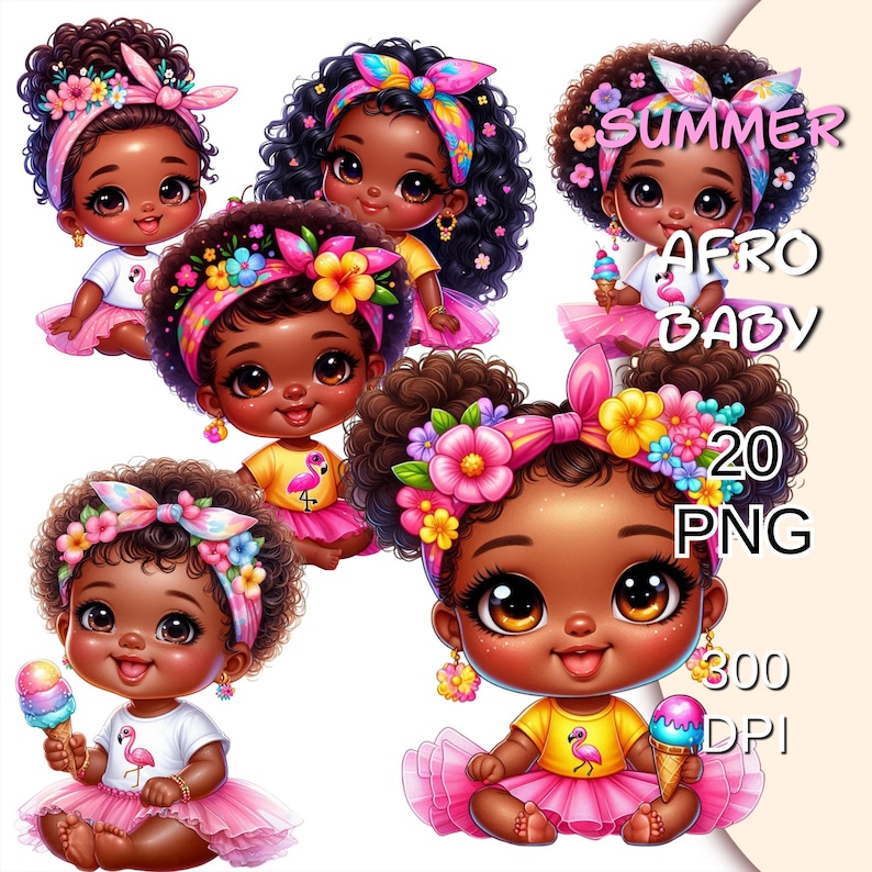 Summer Chibi Afro Baby Png, Cute Chibi Baby Girl, Summer Black Chibi ...