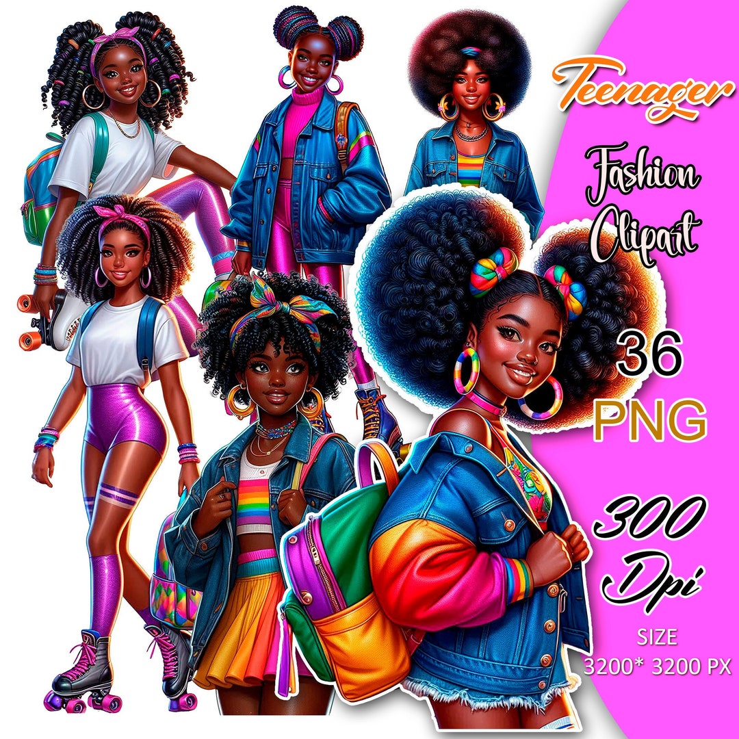 School Teenager Girl Clipart, Afro Teenager Clipart, Highschool Girl ...