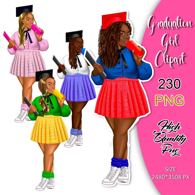 Graduation Girl Clipart, College Senior Clipart, Students Graduation ...