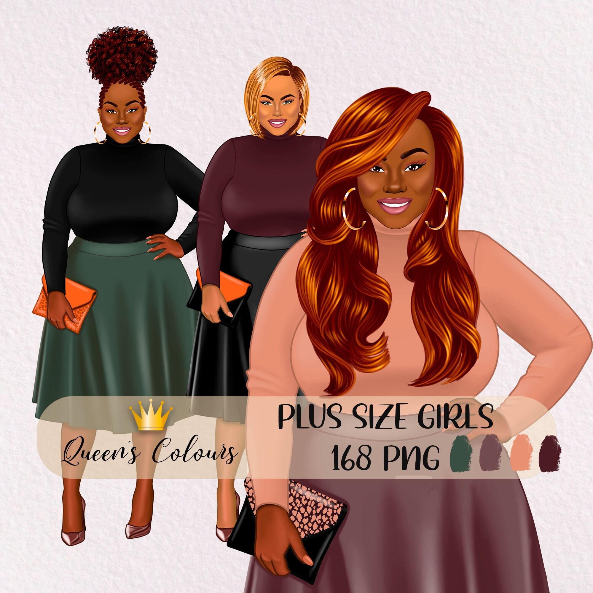 Plus Size Clipart Curvy Girl Clipart Plus Size Model Lady - Etsy