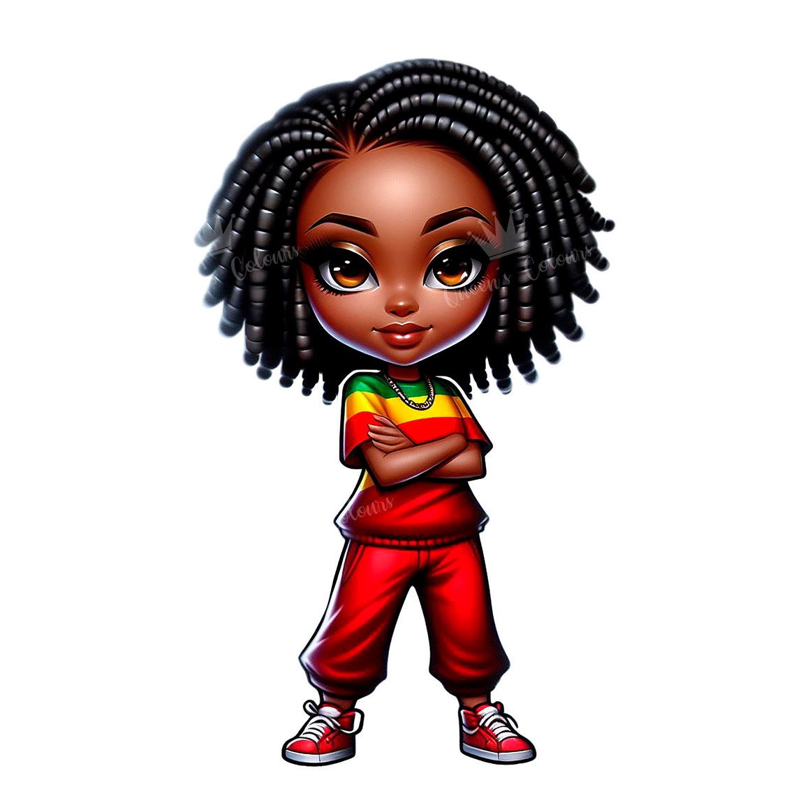 Chibi Black History Month Clipart, Afro Chibi Doll Clipart, Black ...