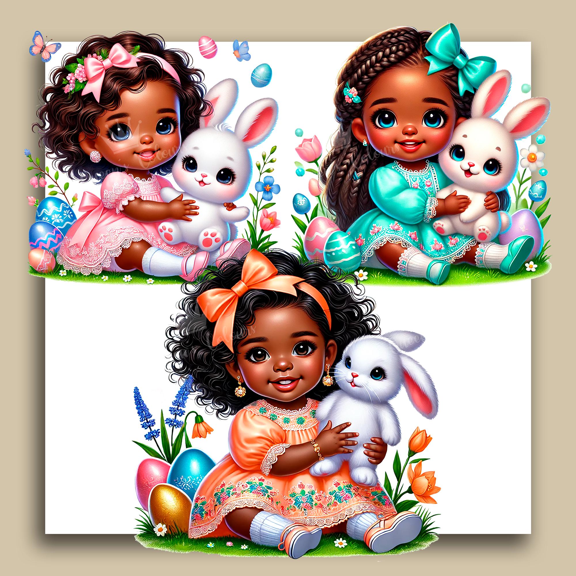 Easter Chibi Afro Baby Clipart, Easter Baby Girl Png, Black Easter Baby ...