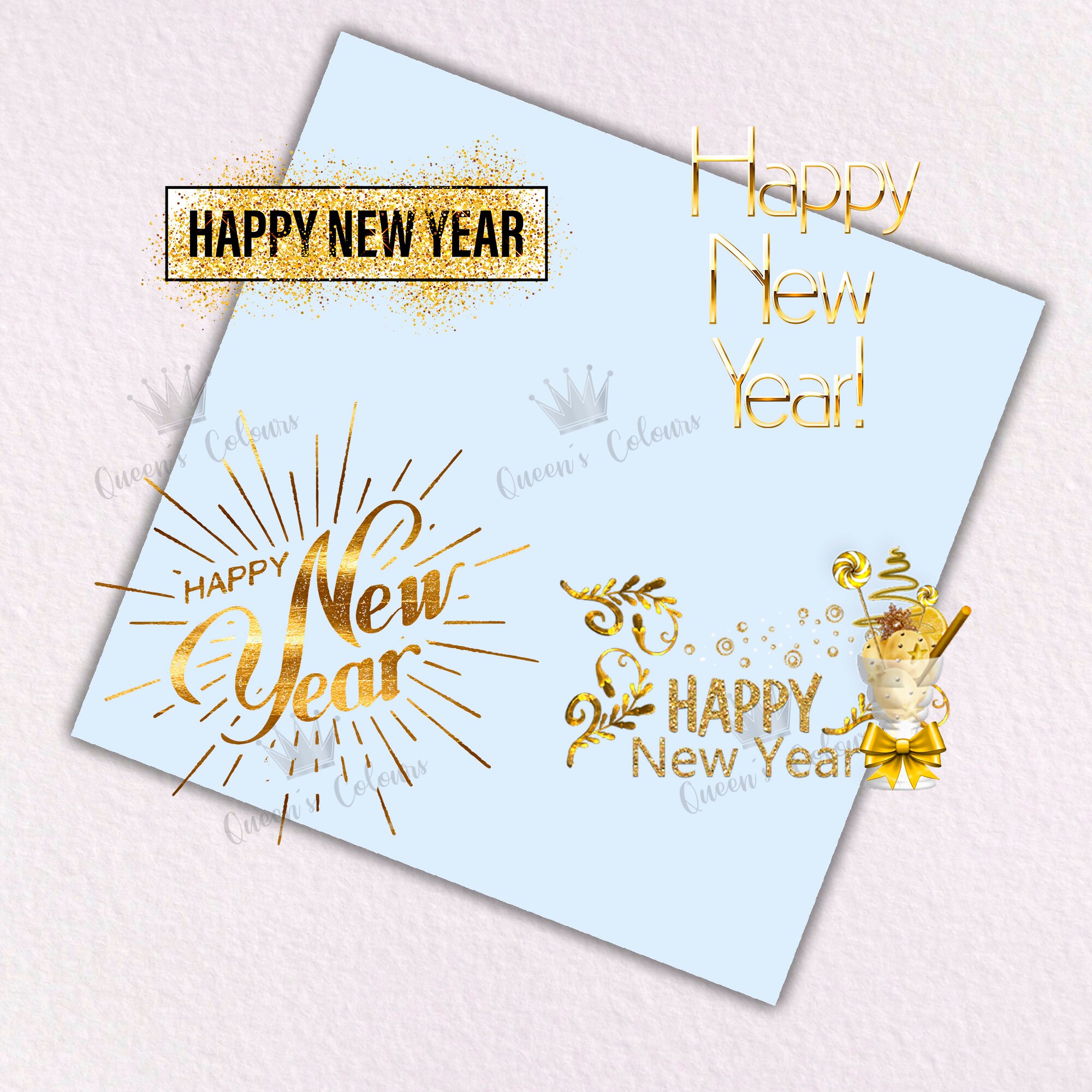 New Year Clipart Set, NYE Clipart Party Elements, Clipart Pink Supplies ...