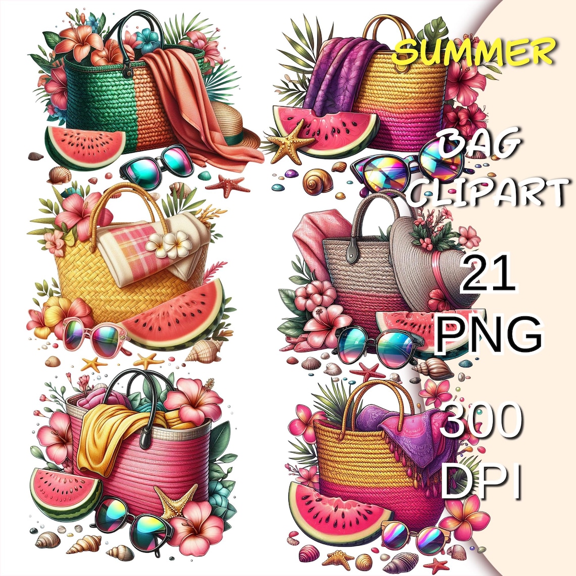 Sunmer Beach Bag Clipart, Beach Bags Png, Beach Graphics Png, Summer ...