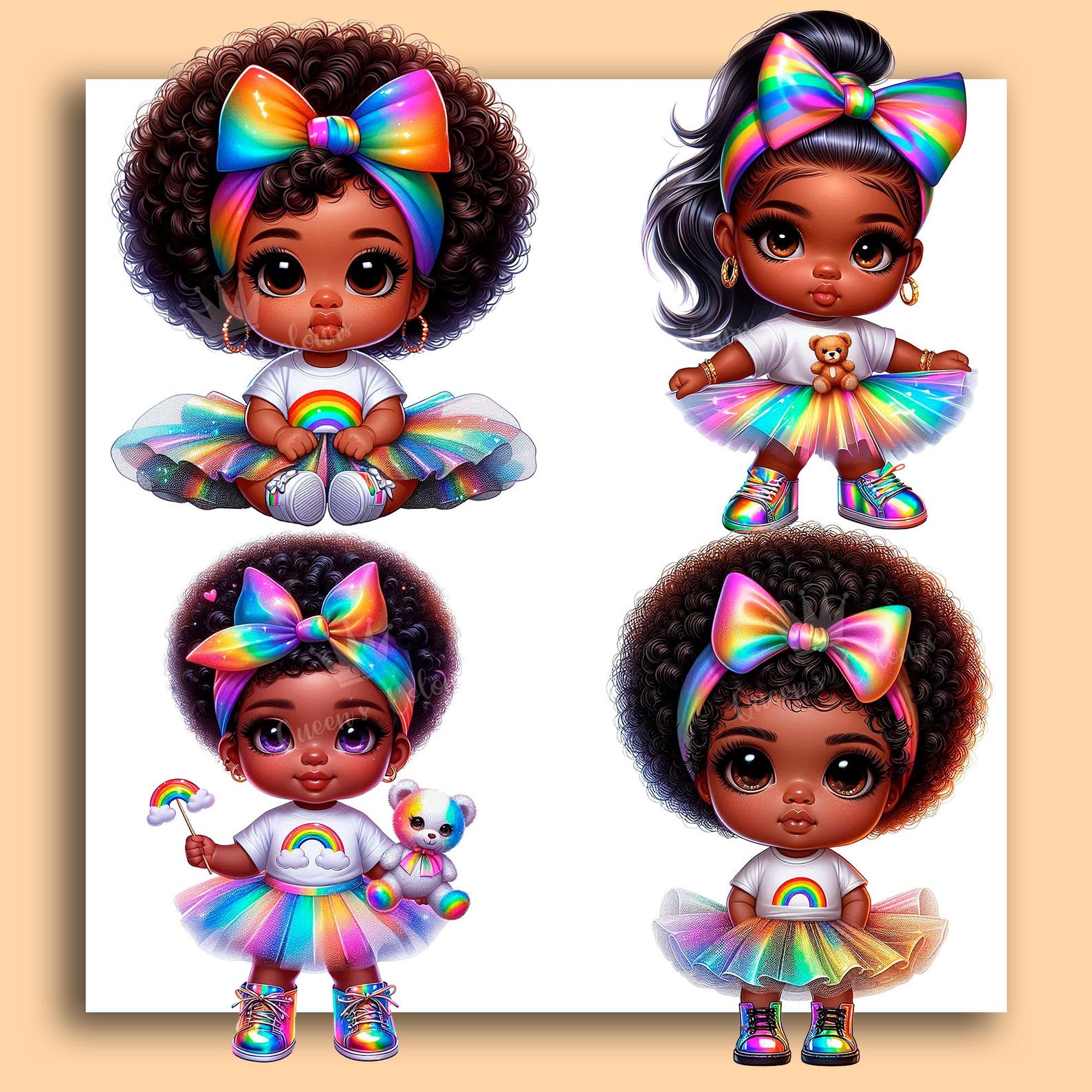 Chibi Baby Girl Clipart, Cute Black Chibi PNG, Afro Baby Clipart ...