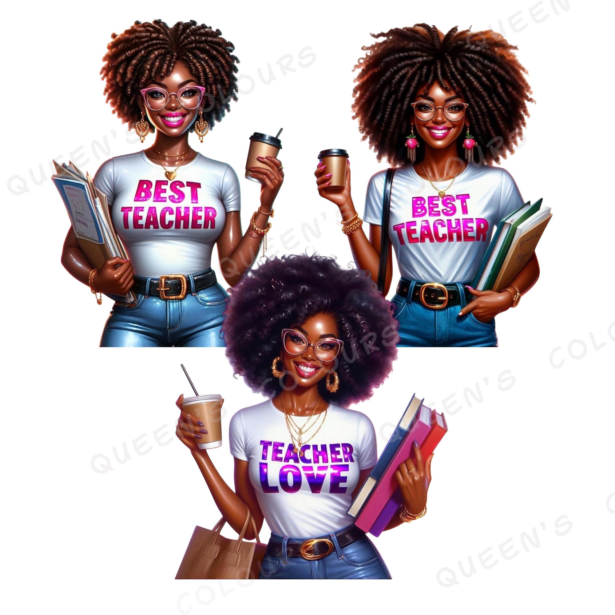 Teacher Woman Afro American Clipart, School Black Teacher Png, College ...