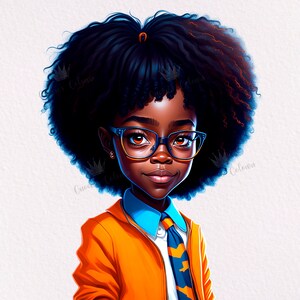 School Girl Clipart, Back to School Clipart, Cute School Stickers, Afro ...