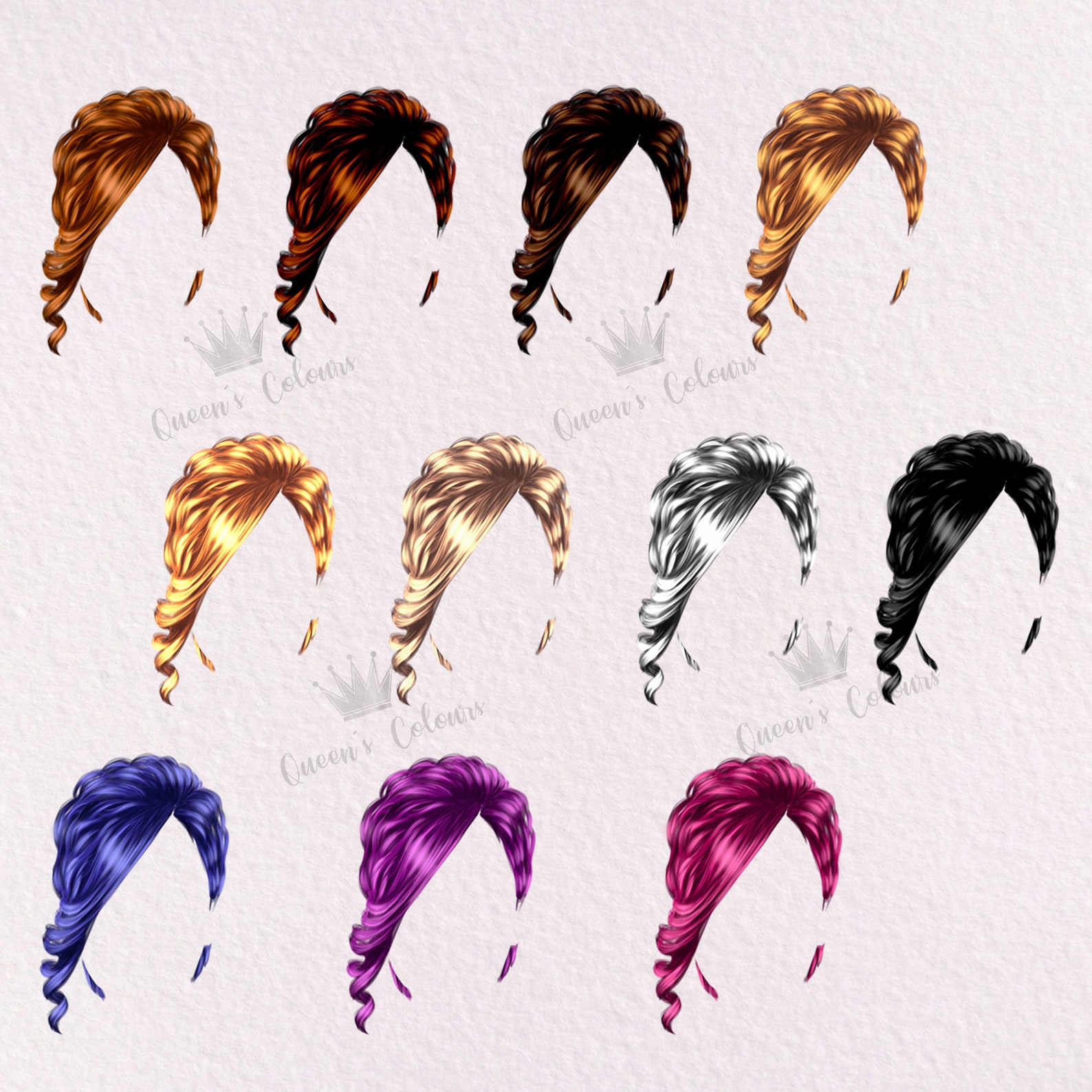 Front Hair Clipart Set, Custom Hairstyles Clipart, Hair Set Clip Art ...