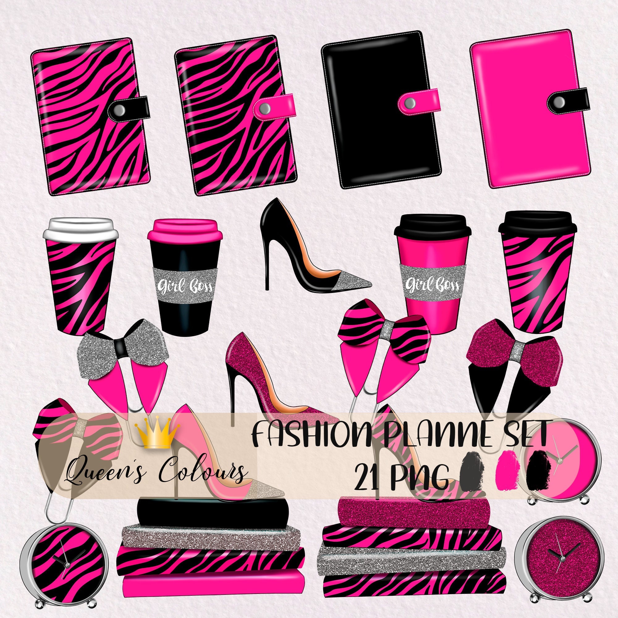 Fashion Planner Set Clipart, Planner Decorations Kit, Fashion Clipart ...