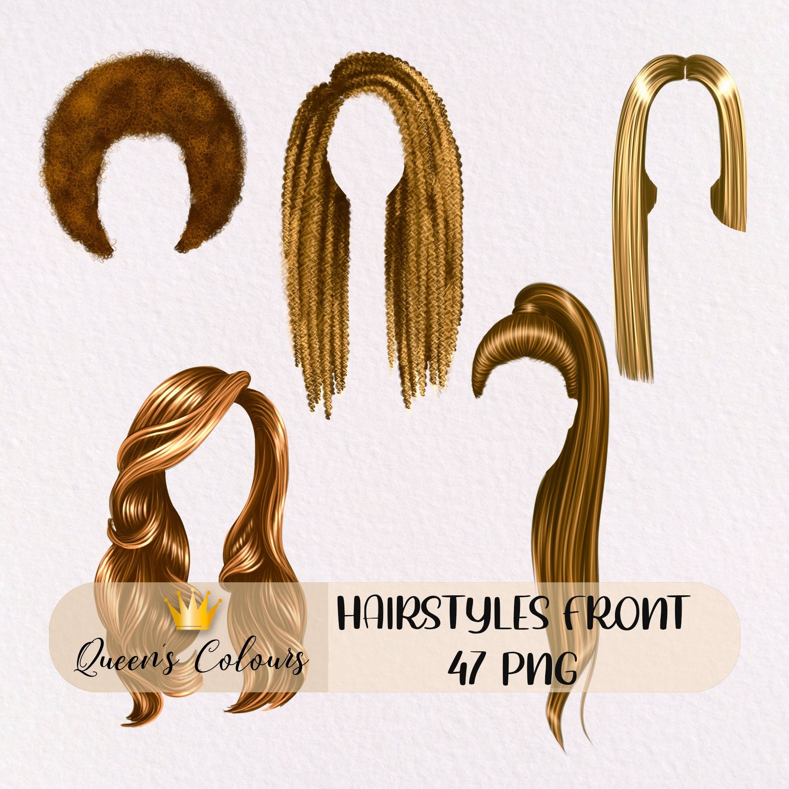 Front Hair Clipart, Hair Clipart Set, Hair Kit Clipart ,hairstyle ...