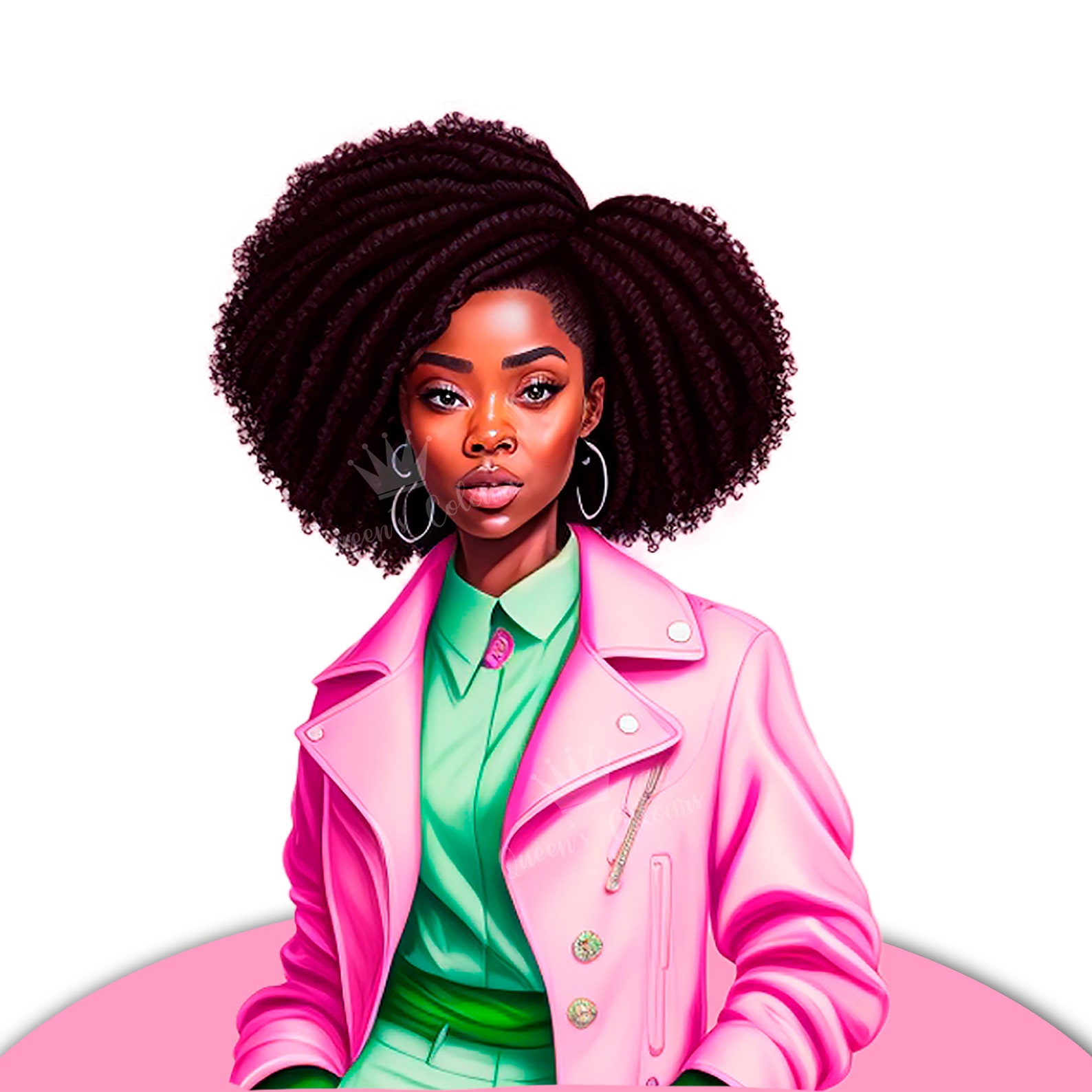 Sorority Women Clipart, Alpha Kappa Alpha Sorority, Pink and Green ...