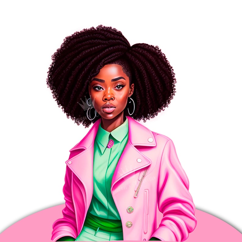 Sorority Women Clipart, Alpha Kappa Alpha Sorority, Pink and Green ...
