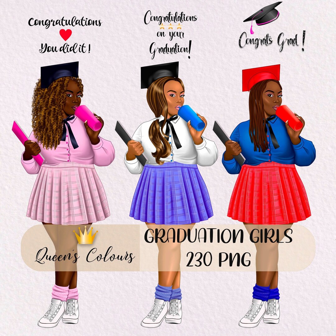 Graduation Girl Clipart College Senior Clipart Fashion - Etsy