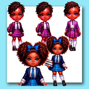 School Chibi Clipart, Afro School Chibi Doll, Cute School Girl, School ...