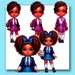 School Chibi Clipart, Afro School Chibi Doll, Cute School Girl, School ...