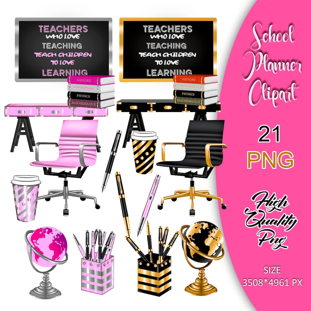 School Planner Clipart, School Stickers, School Planner Set, School Die ...