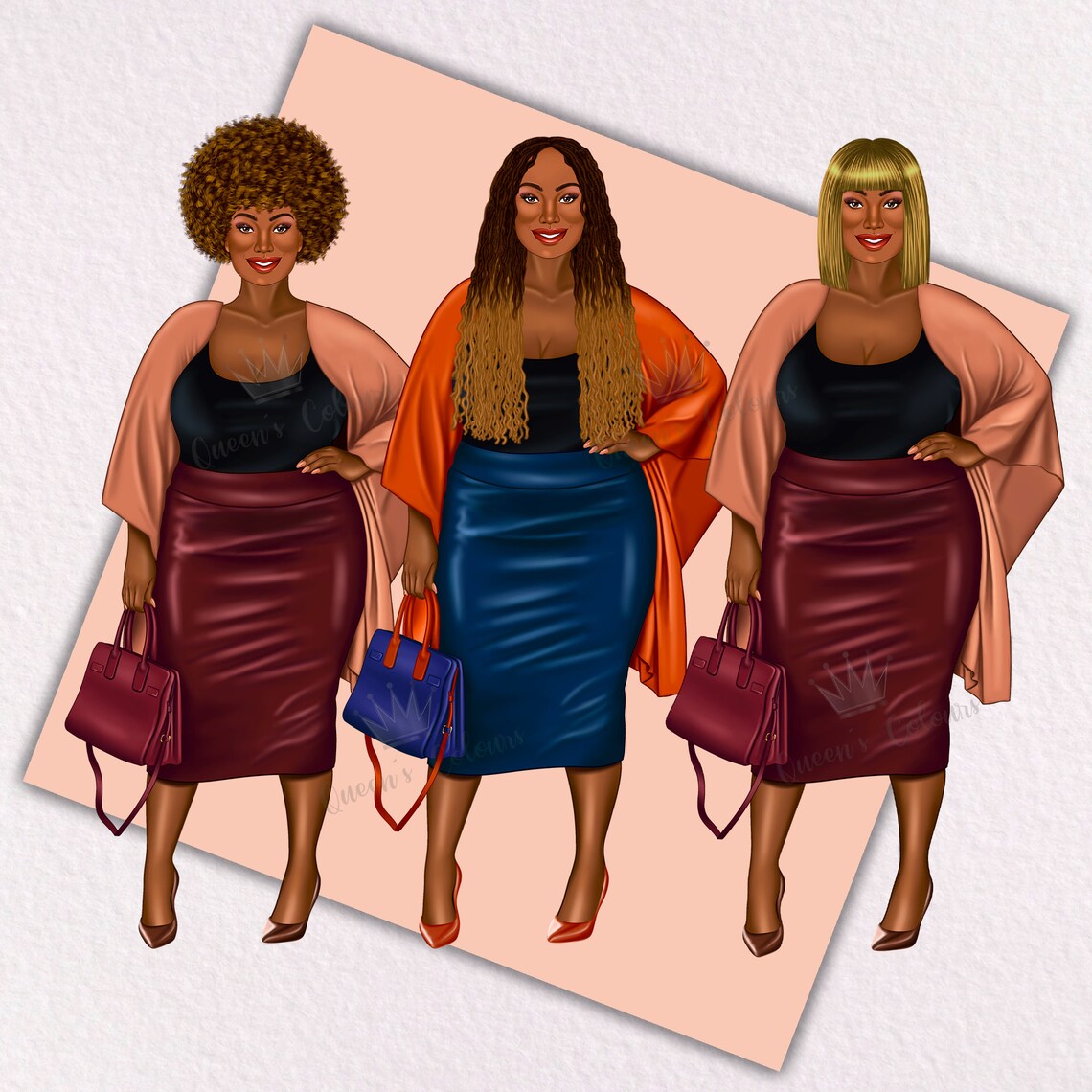 Plus Size Women Clipart Curvy Girls Black Girl Planner Curvy Women Clip ...