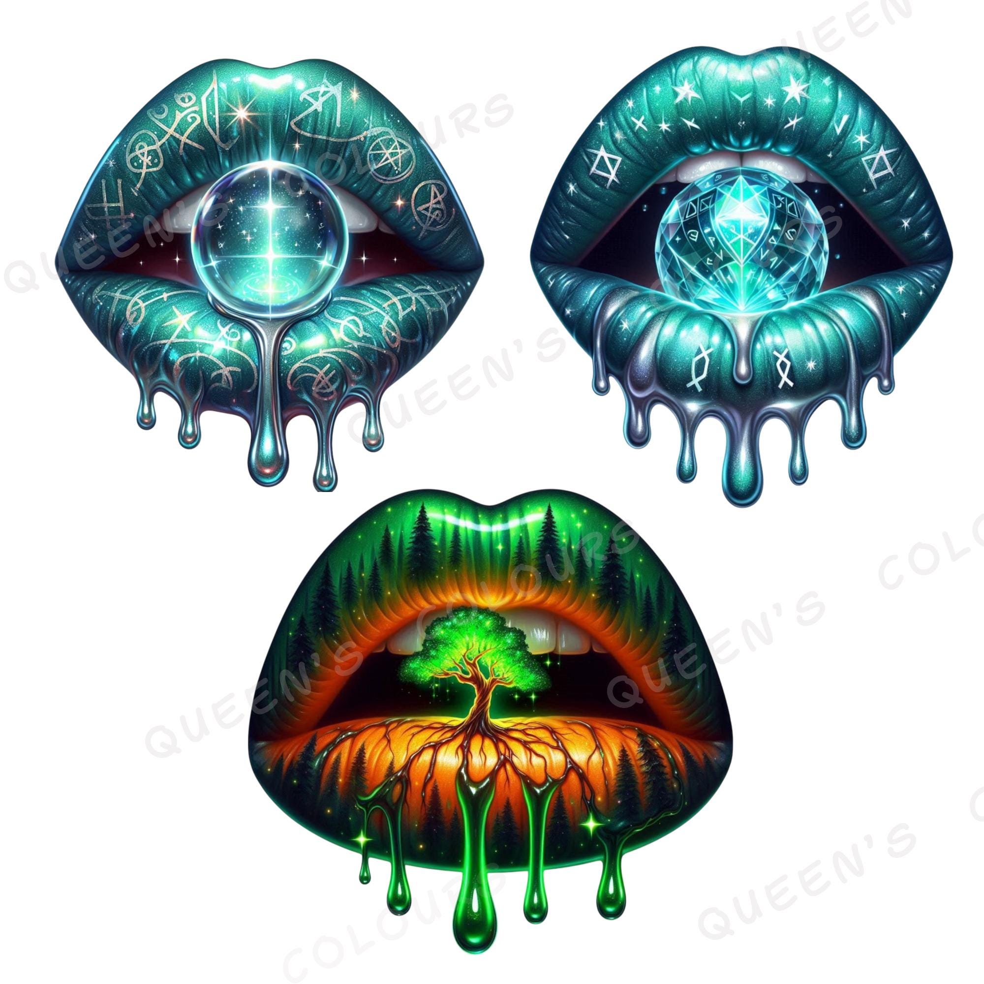 Halloween Dripping Lips Clipart Bundle, Spooky Kiss Lips Png, Horror ...