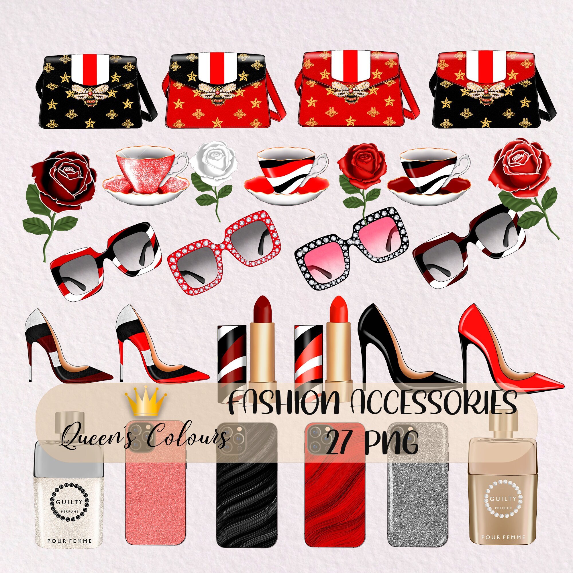 Fashion Accessories Clipart Fashion Set Clipart Bag Clipart Shoe ...