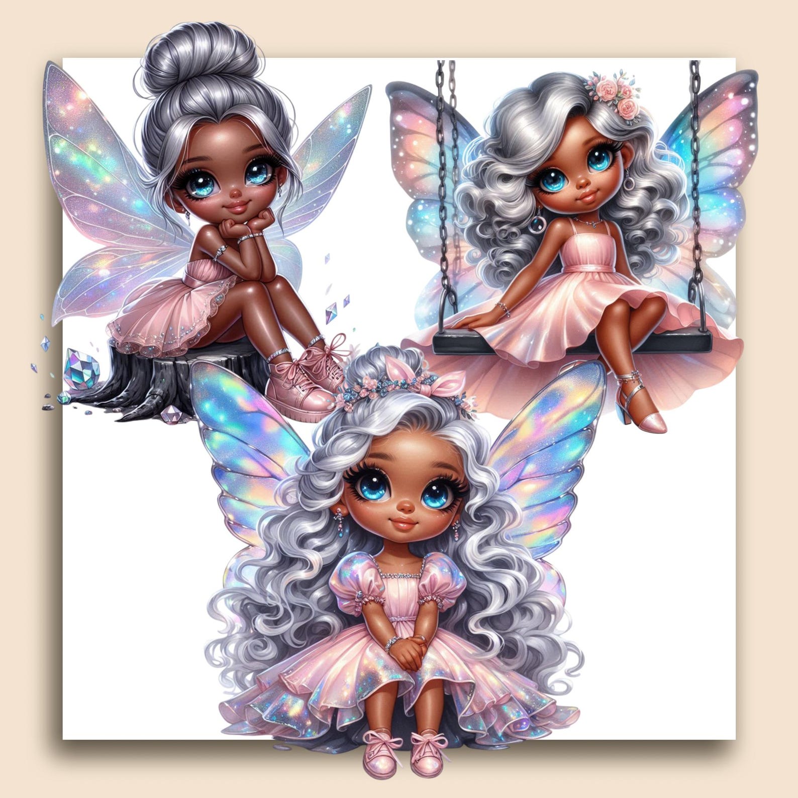 28 Png Black Cute Fairy Clipart, Little Fairy Girl Png, Afro Baby Fairy ...