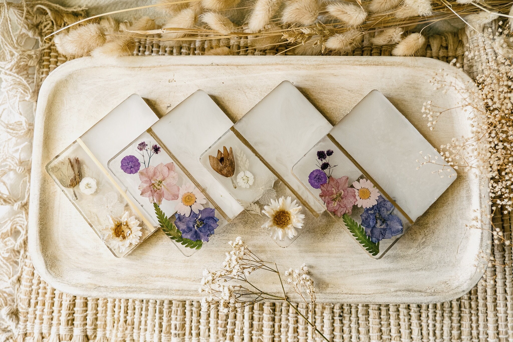 Floral Coasters 2pcs Resin Coaster Gift Ideas - Etsy