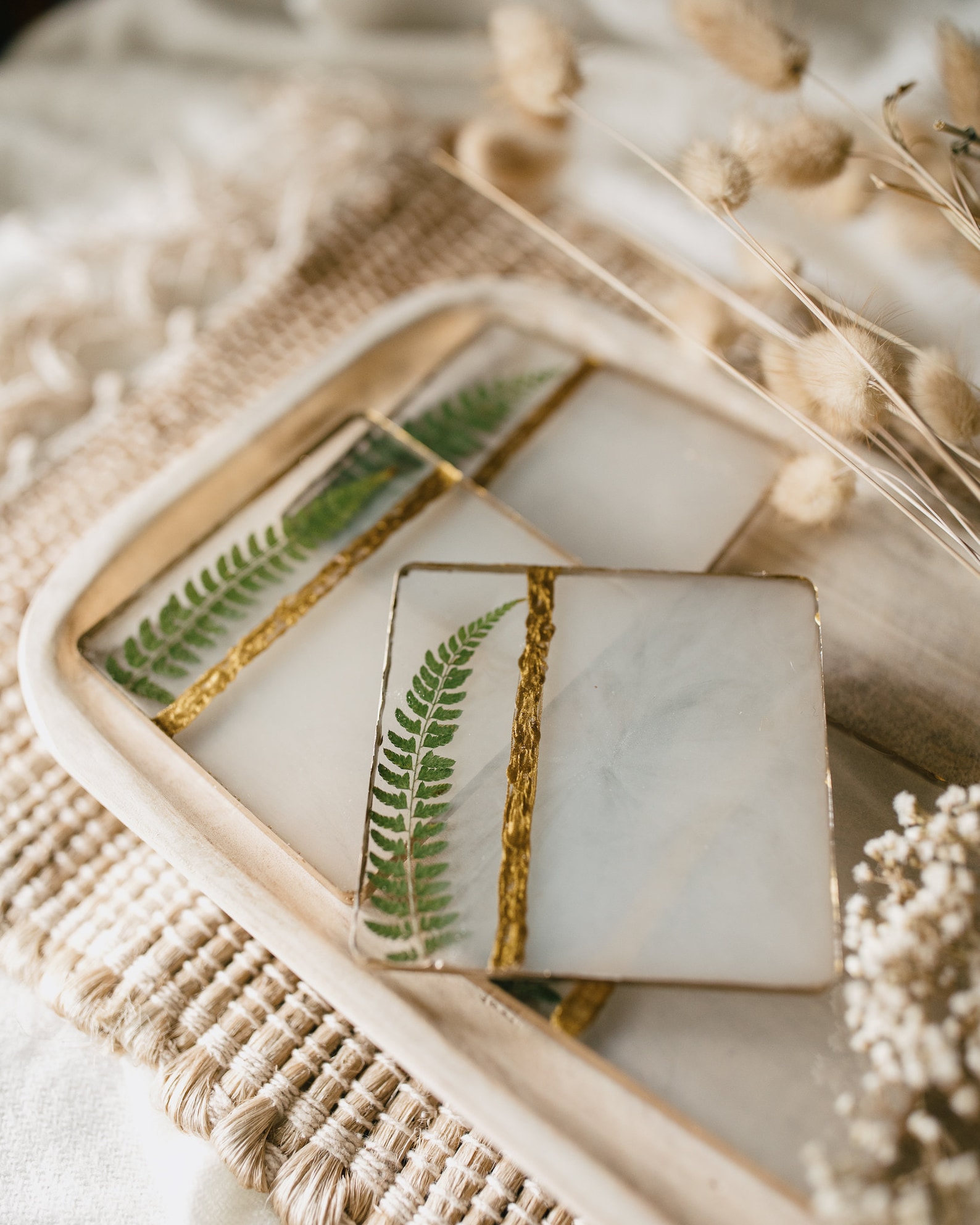 Fern Coasters 2pcs Square Resin Coasters Nature Inspired - Etsy