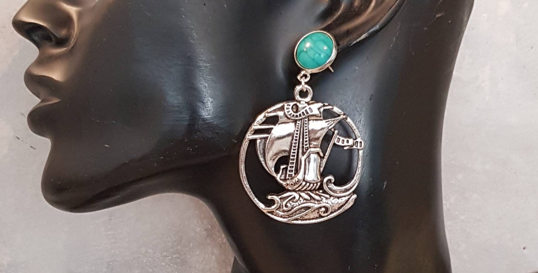 Earrings Original Boat Navy Sea Sailor Silver Green - Etsy UK