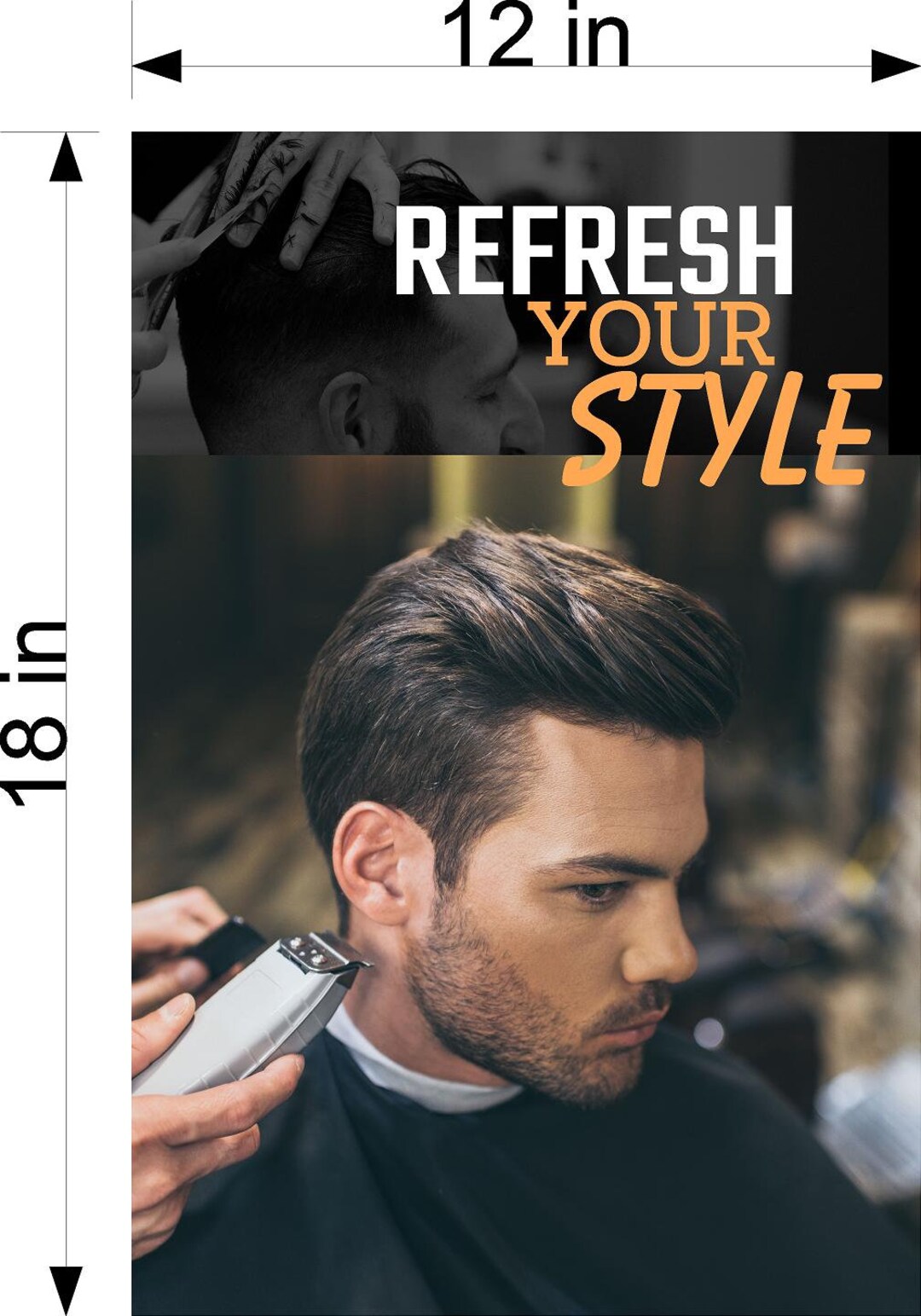 Barber 02 Wallpaper Fabric Poster With Adhesive Backing Wall Decal ...