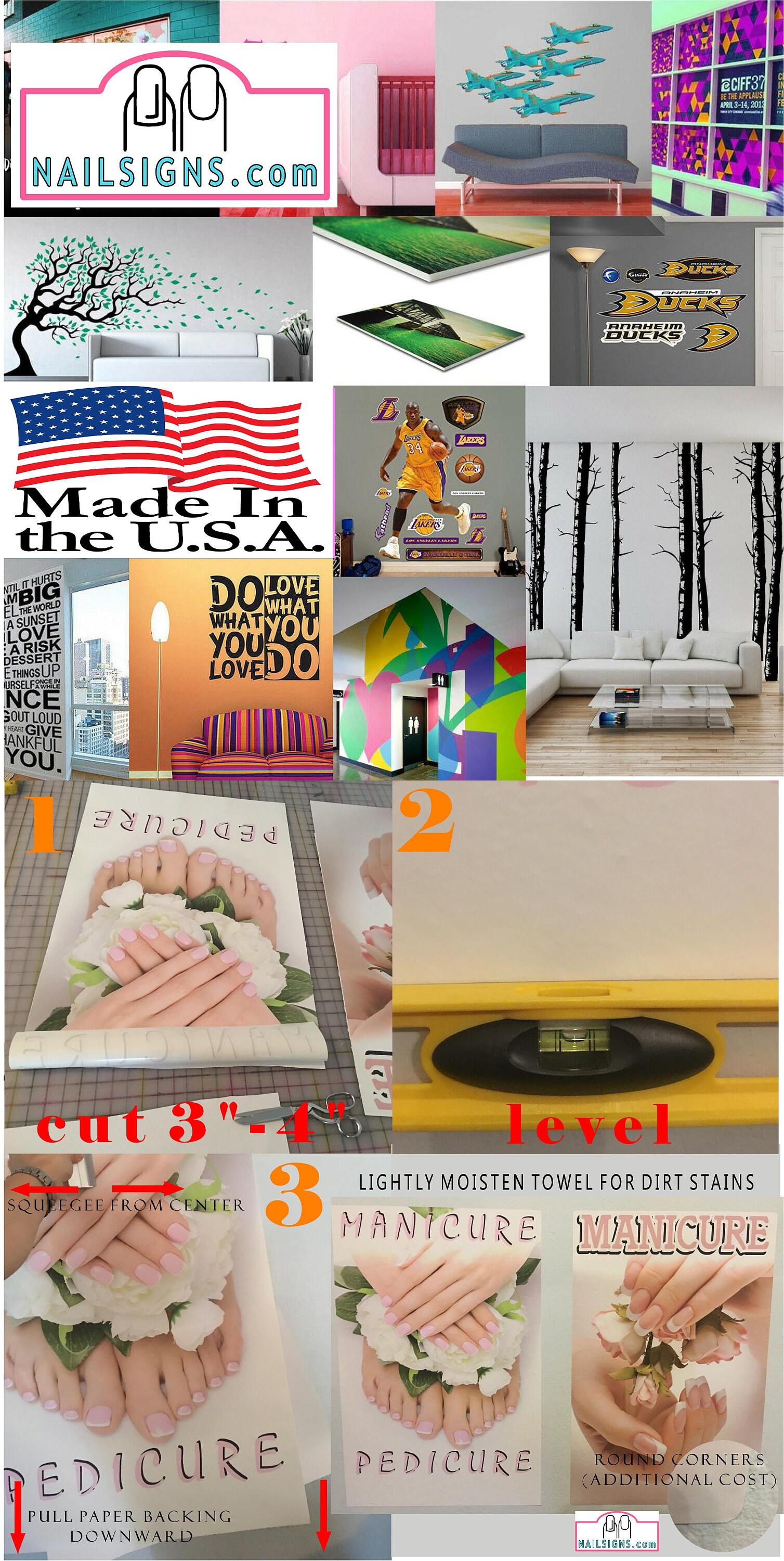 NAILS 10 Wallpaper Poster With Adhesive Backing Wall Sticker Décor ...