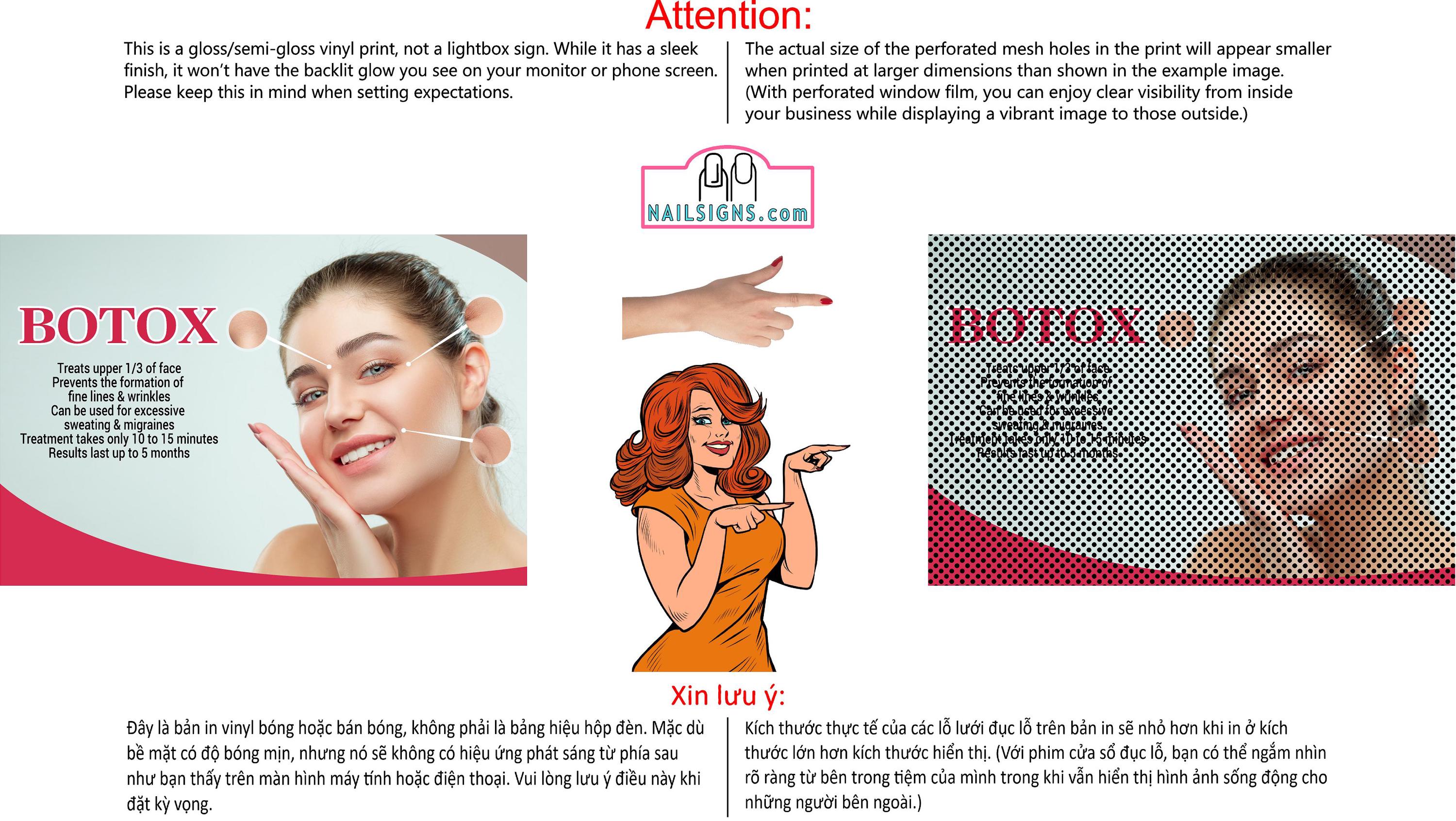 Botox 09 Perforated Mesh One Way Vision See-through Window Vinyl Sign ...