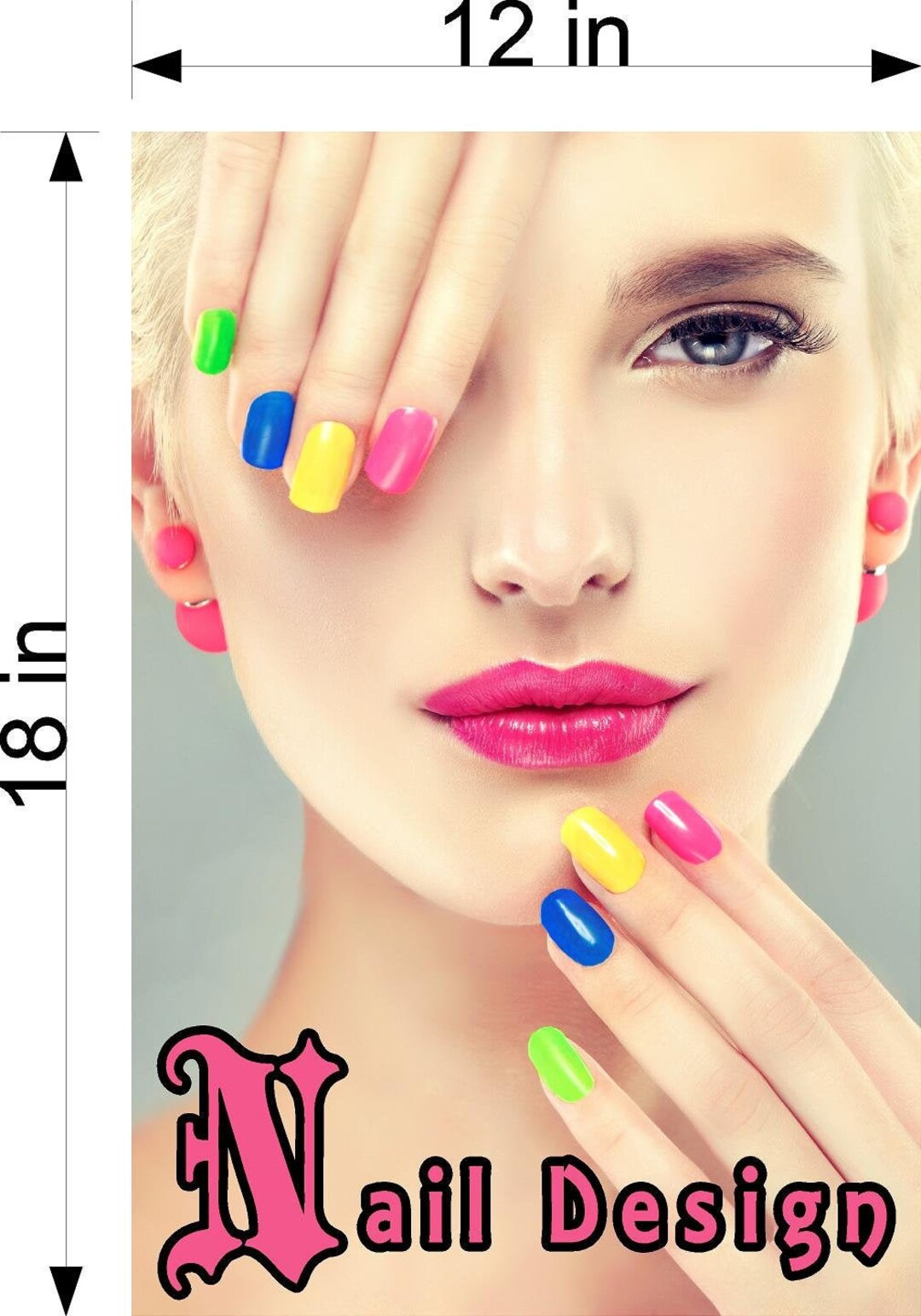 Nail Design 03 Wallpaper Poster With Adhesive Backing Wall Sticker ...