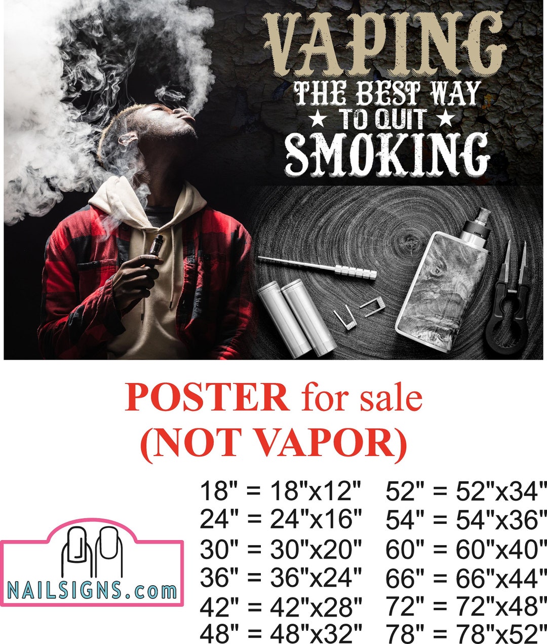 Vape 09 Photo-realistic Paper Poster Premium Interior Inside Sign Wall ...