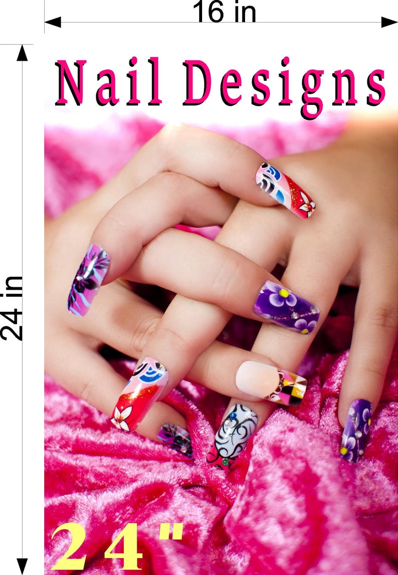 Nail Design 07 Wallpaper Poster With Adhesive Backing Wall Sticker ...