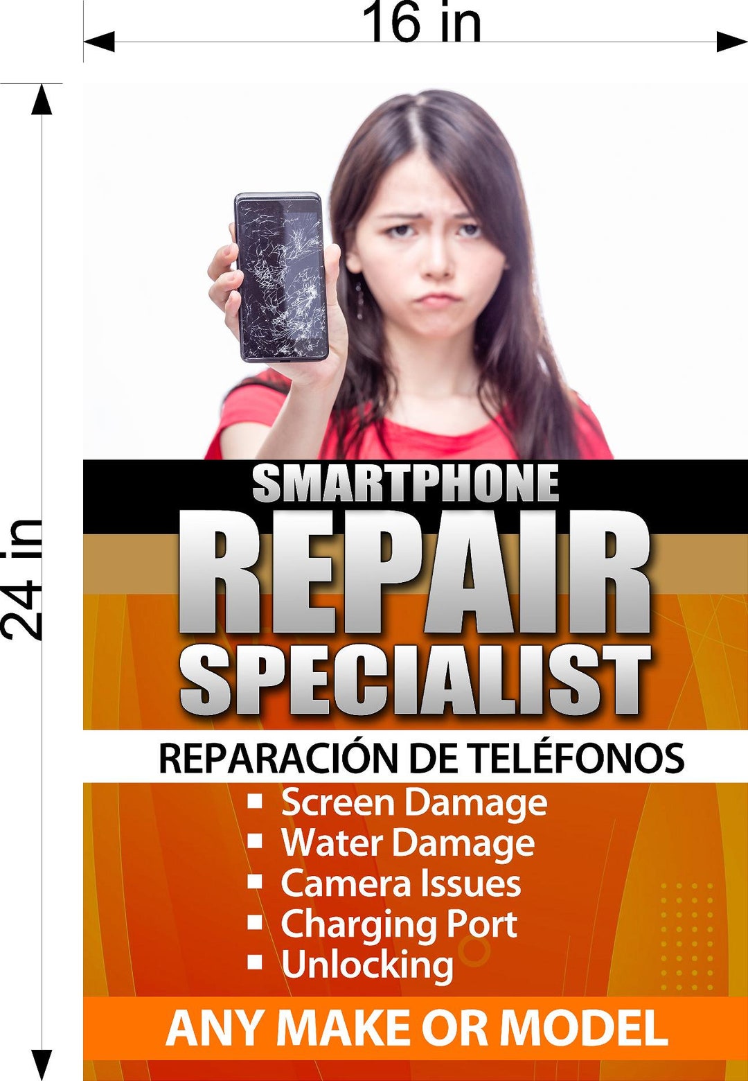 Phone Repair 05 Perforated Mesh One Way Vision See-through Window Vinyl ...