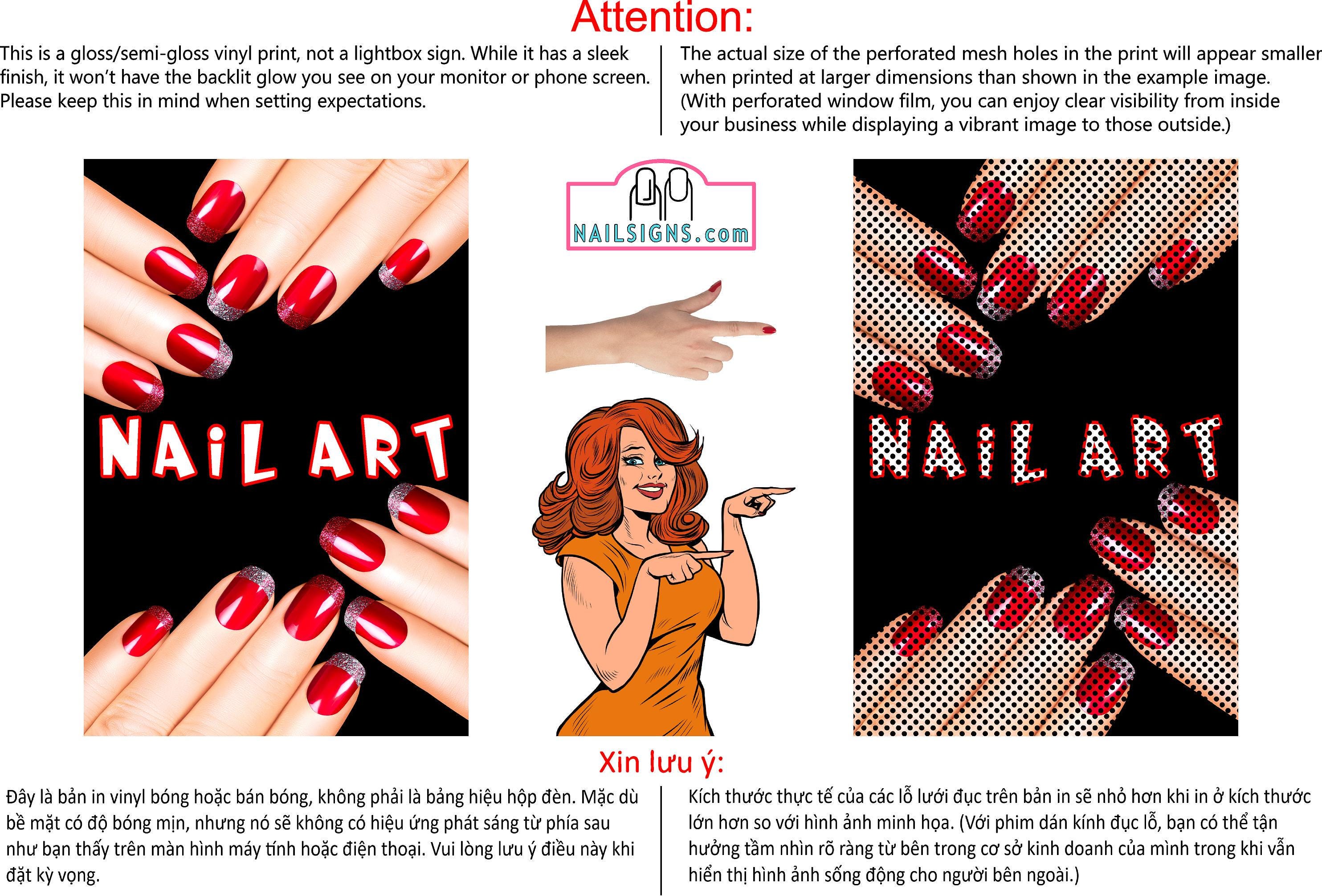 Nail Art 07 Perforated Mesh One Way Vision Window See-through Sign ...